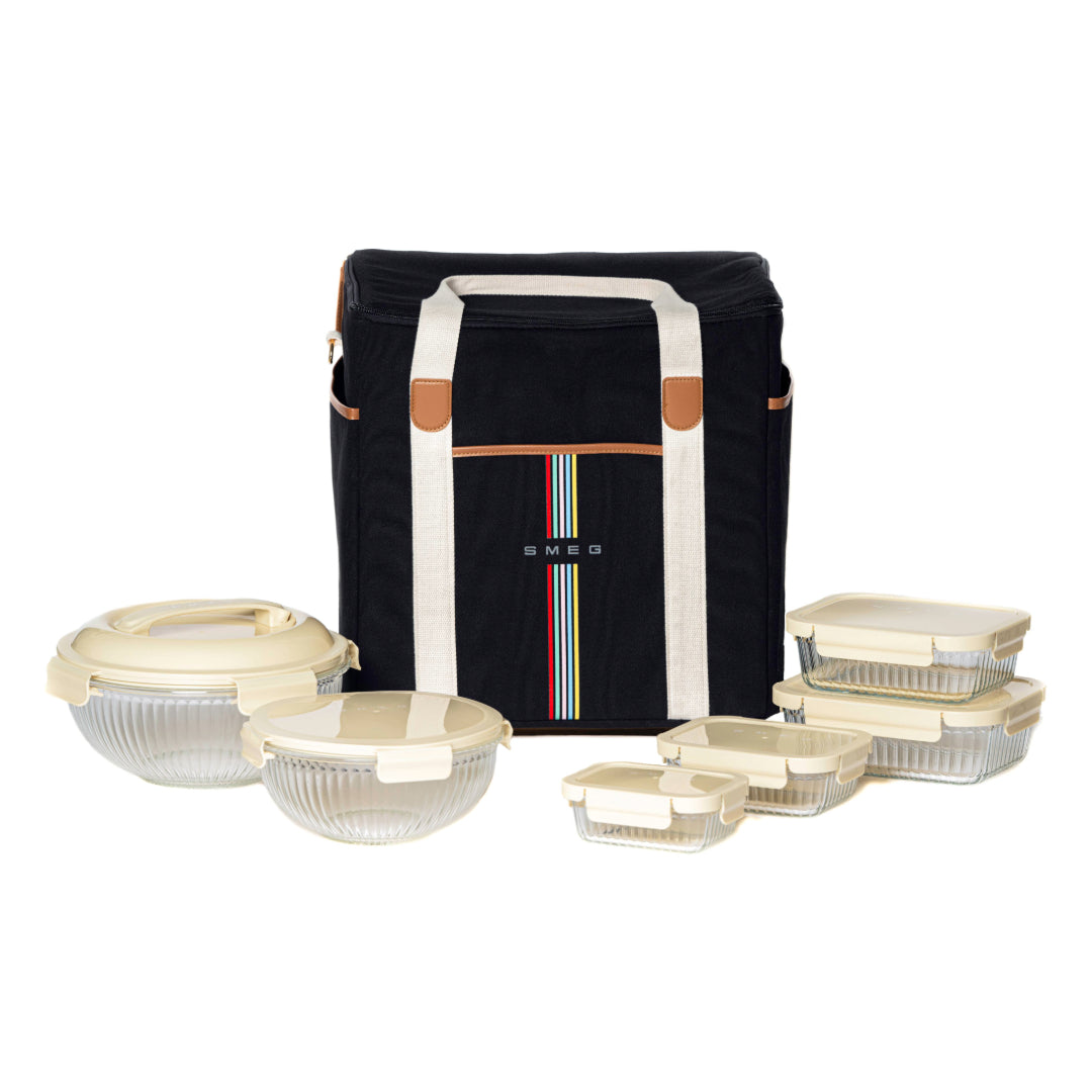 Smeg Deluxe Cooler Bag and 6pc Glass Container Set with Lids (COOLERBA ...